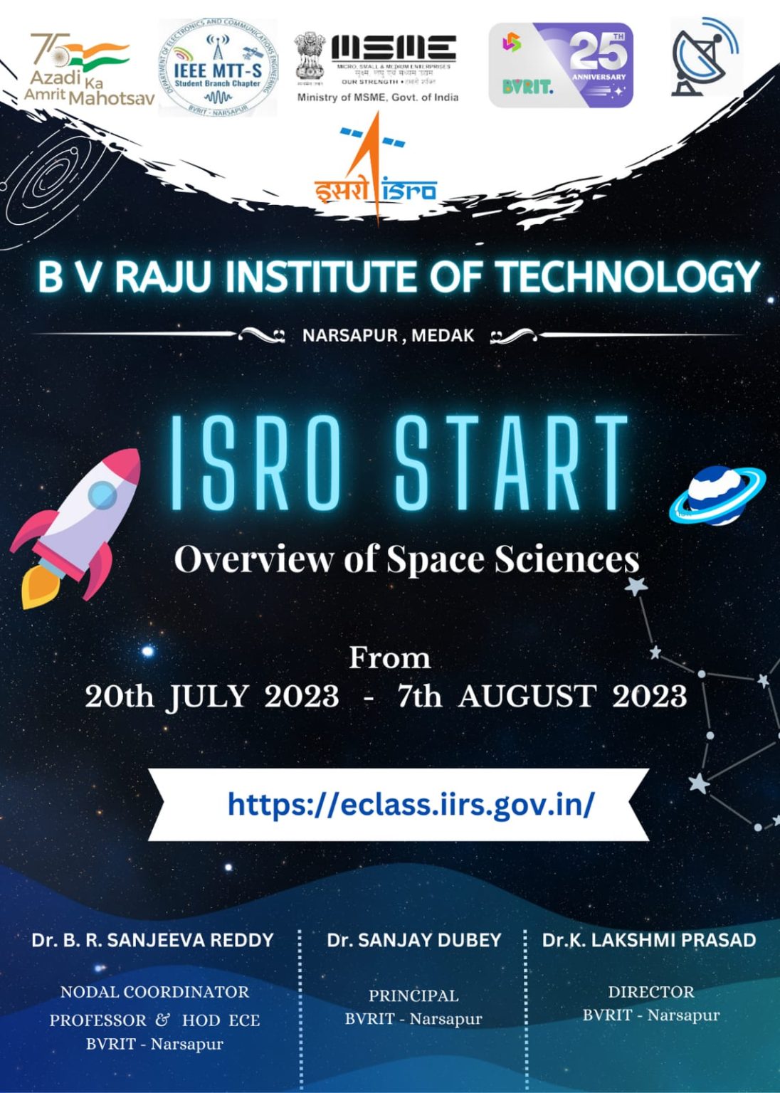 BVRIT: ISRO START – “Overview of Space Sciences” from 20-07-2023 to 07 ...