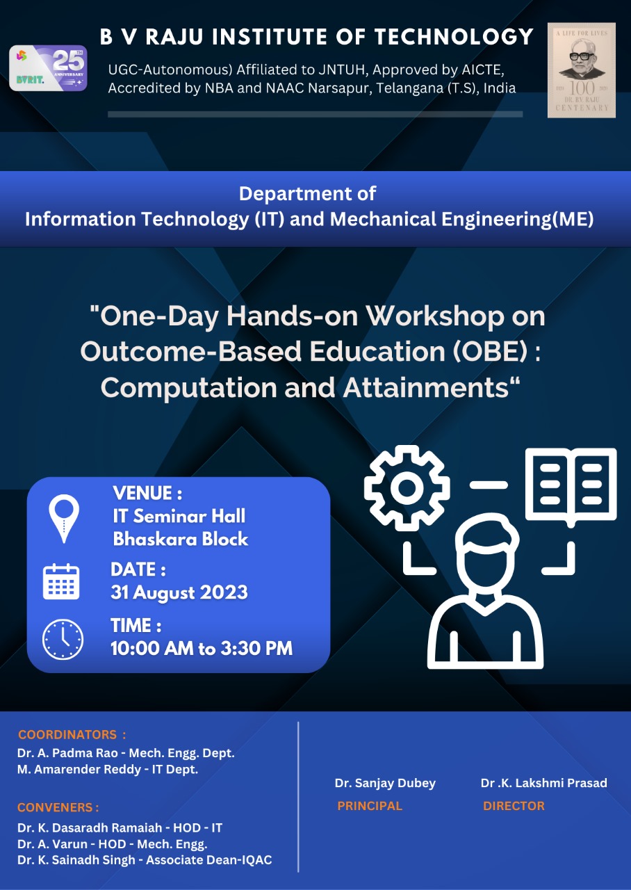 Dept. of IT & Mechanical Engineering: A “One-Day Hands-on Workshop on ...