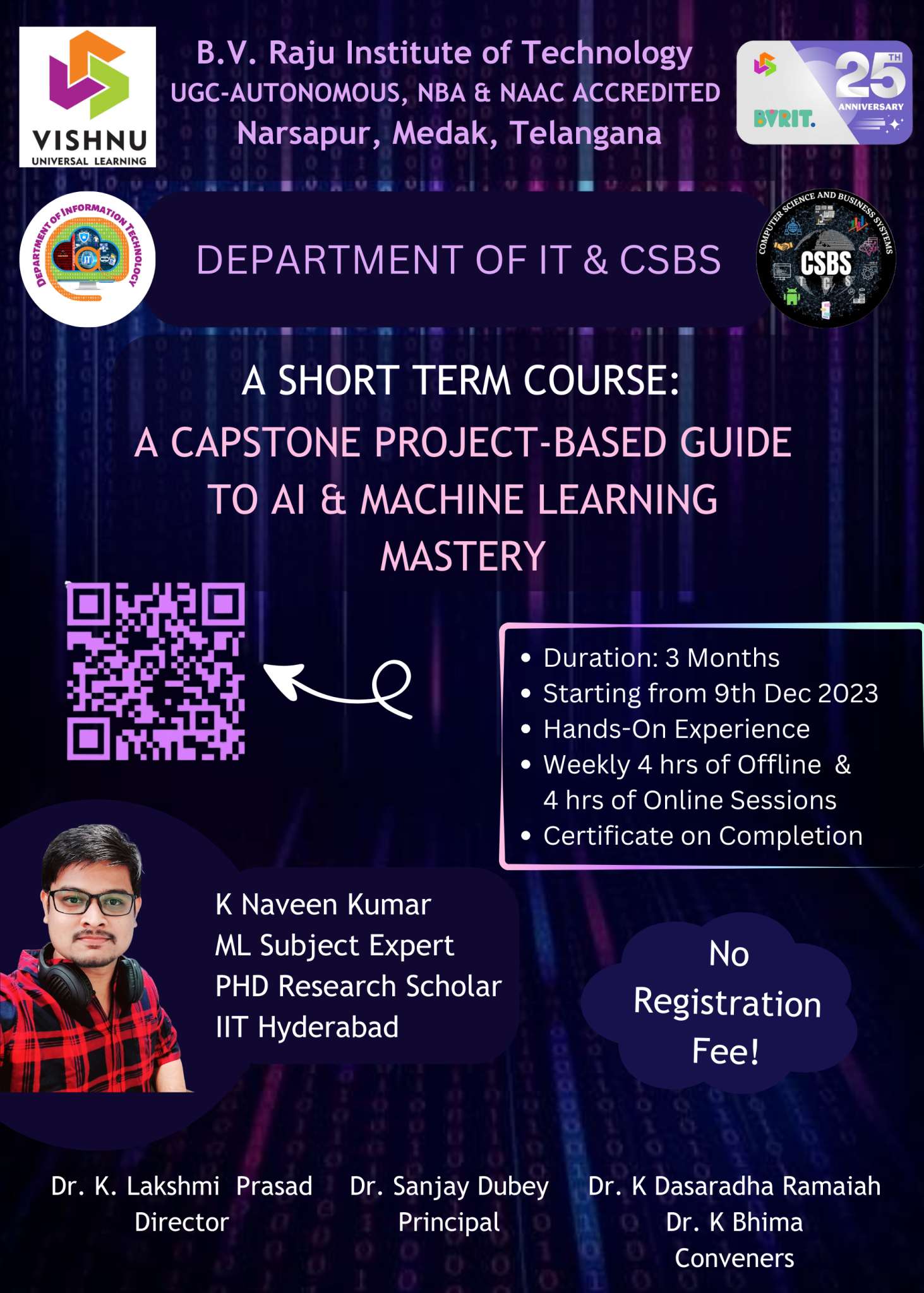 Department of IT & CSBS: A short term course on capstone project-based AI and Machine Learning ...