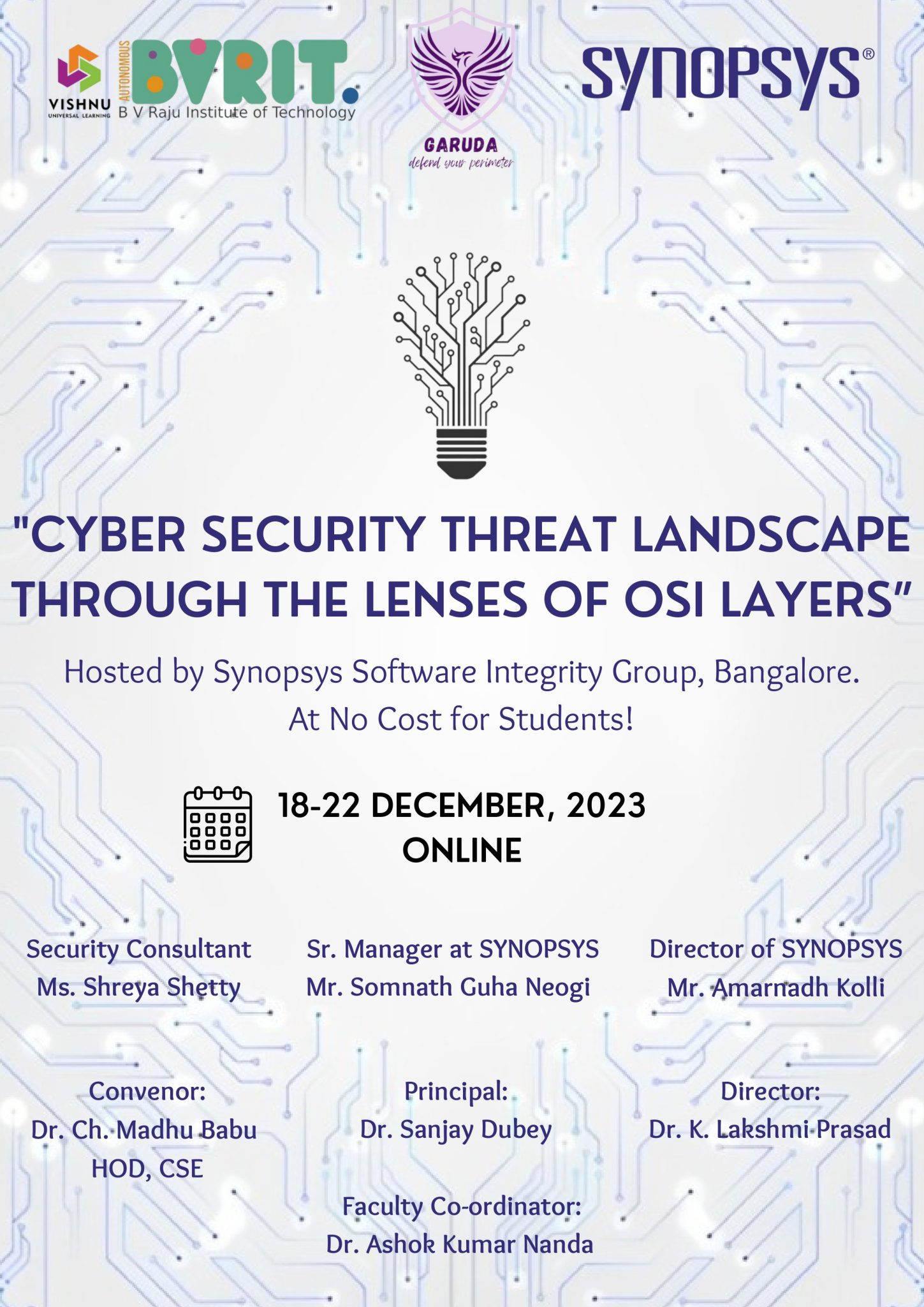 Dept. of CSE: Synopsys Software Integrity Group is organising a five-day online workshop on ...