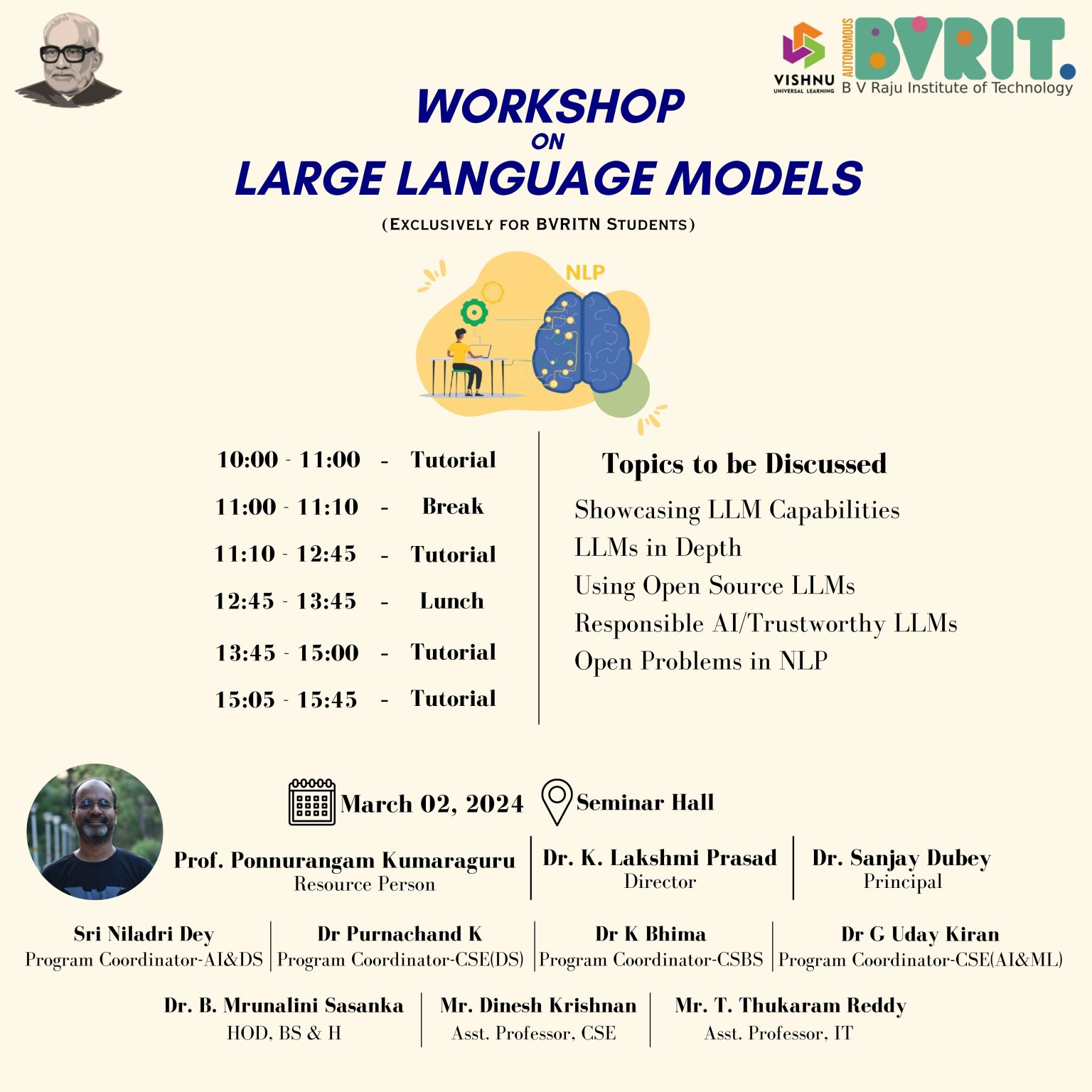 BVRIT: A “Workshop on Large Language Models” on 02-03-2024. – BVRIT ...