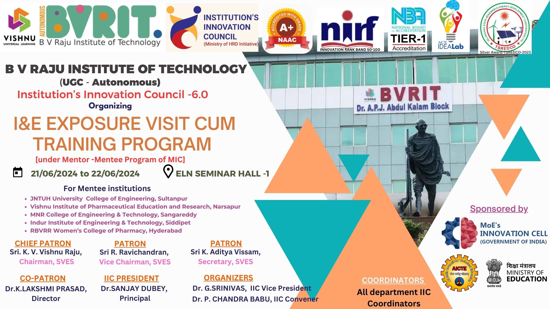 The BVRIT-IIC Cell: A 2-Day I&E Training and Exposure Visit under the ...